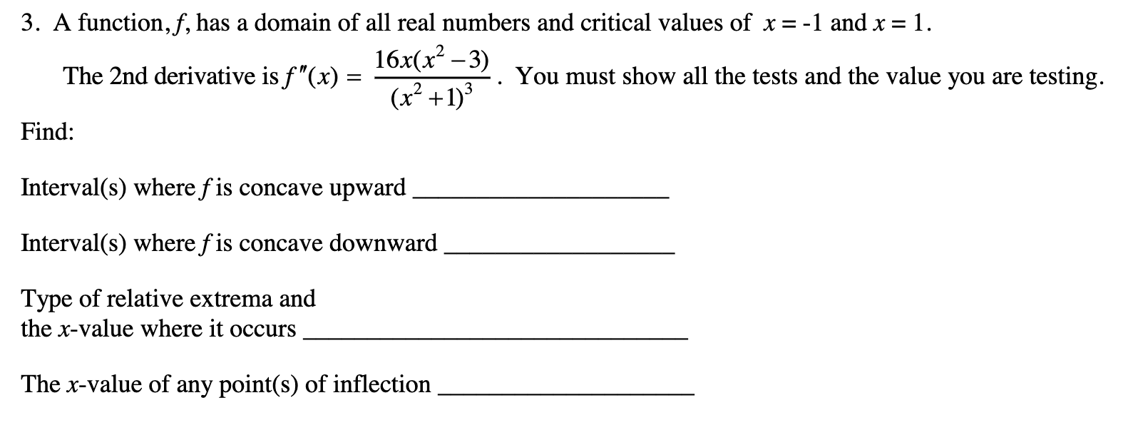 Solved = 3. A function,f, has a domain of all real numbers | Chegg.com