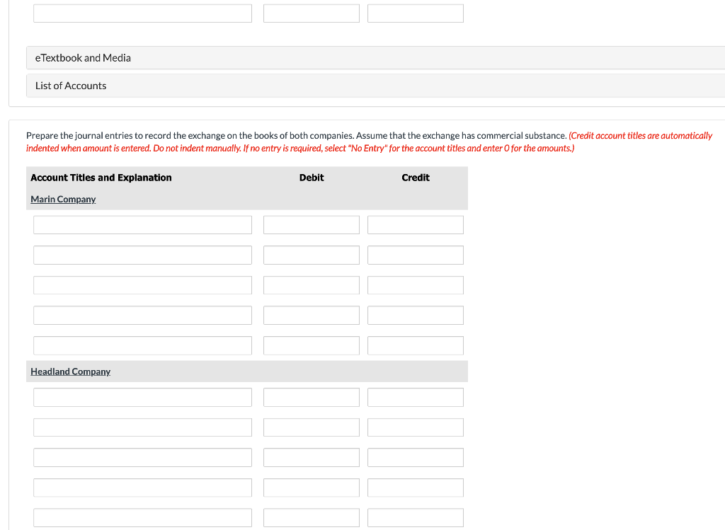 Solved eTextbook and Media List of Accounts Prepare the | Chegg.com