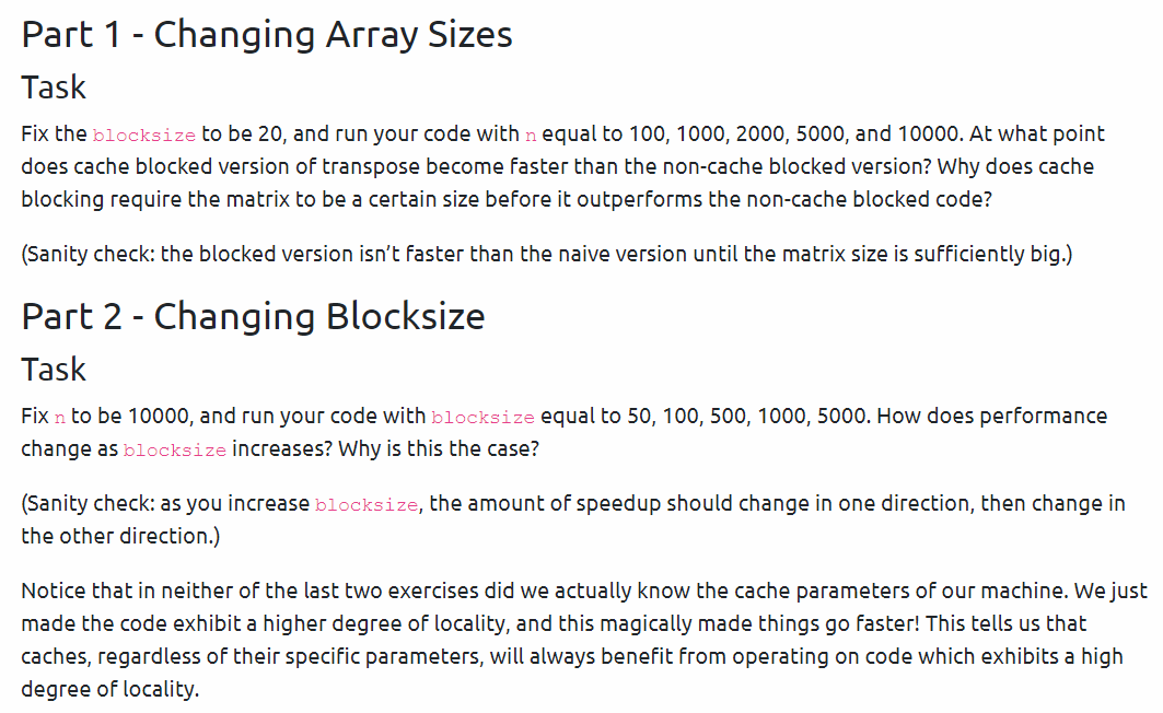 Solved Exercise 3 - Cache Blocking and Matrix Transposition | Chegg.com