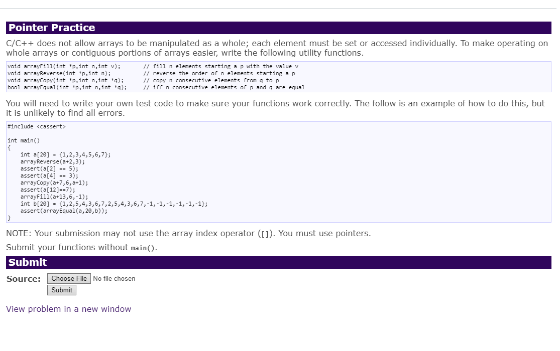 Solved Pointer Practice C/C++ does not allow arrays to be | Chegg.com