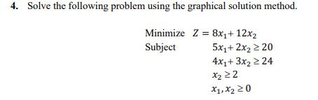 Solved 4. Solve the following problem using the graphical | Chegg.com