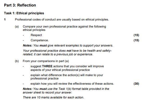 Solved (15) (15) Part 3: Reflection Task 1: Ethical | Chegg.com