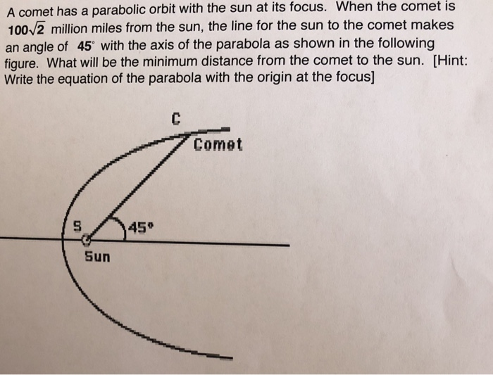Solved A Comet Has A Parabolic Orbit With The Sun At Its