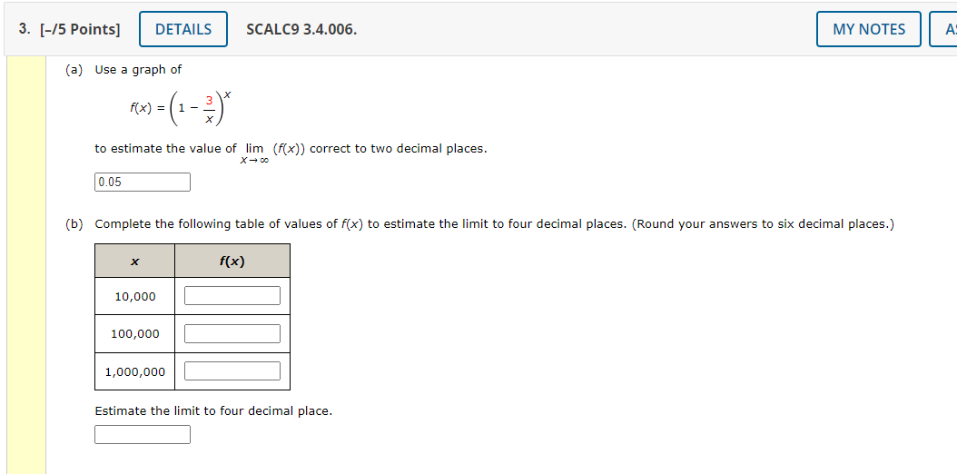 Solved (a) Use a graph of f(x)=(1−x3)x to estimate the value | Chegg.com