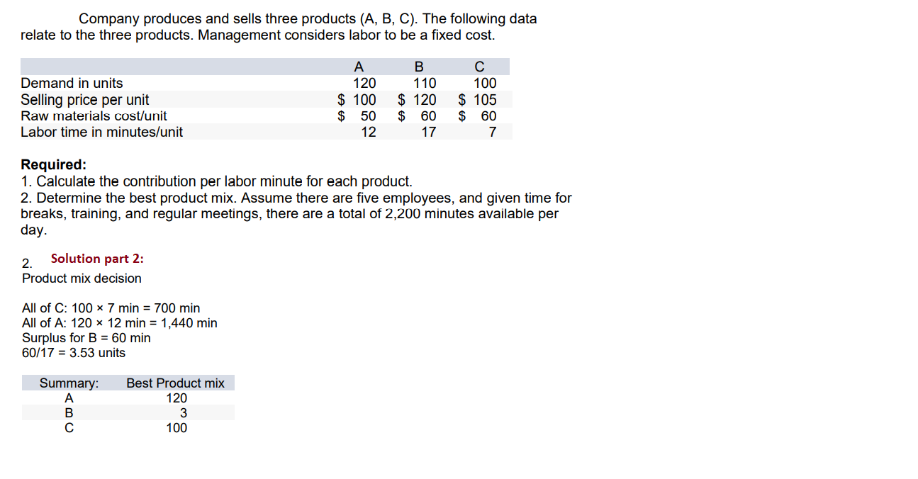 Solved Can someone please explain how we got 3 for product B | Chegg.com