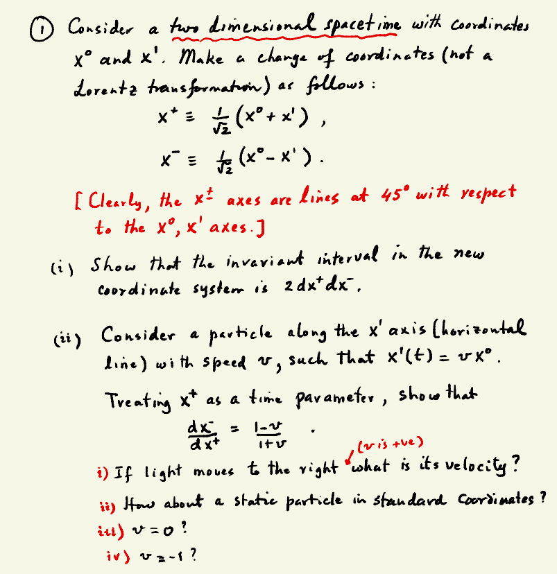 Solved © Consider a two dimensional spacetime with | Chegg.com