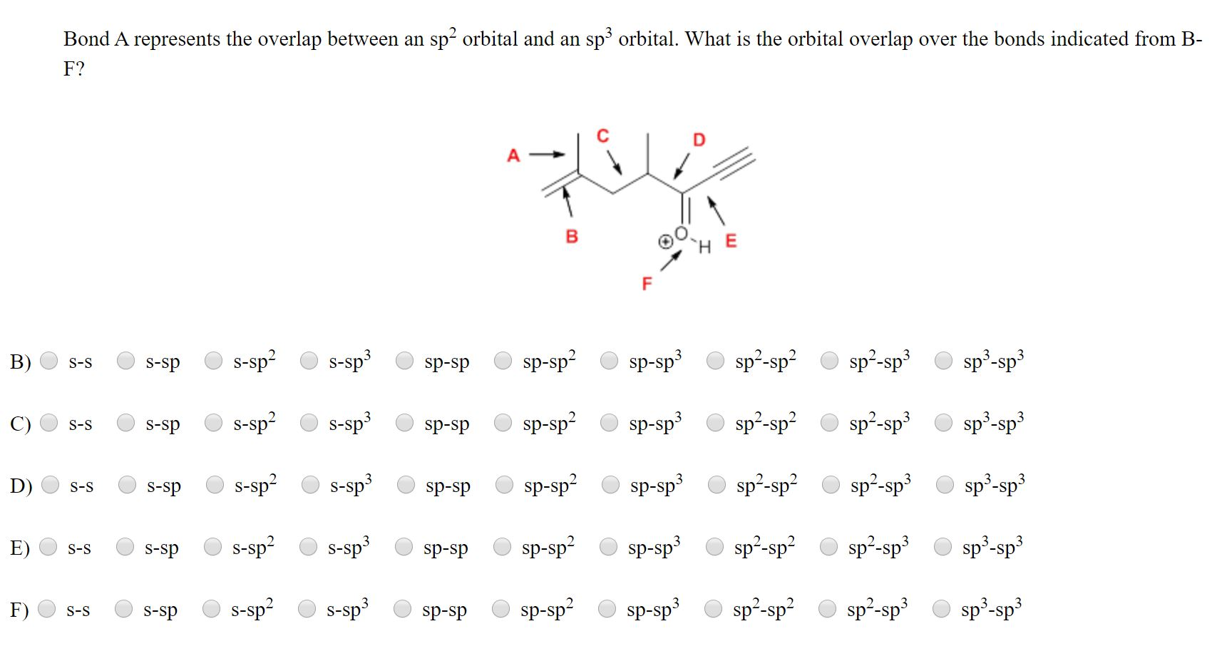 Solved Bond A represents the overlap between an sp2 orbital | Chegg.com