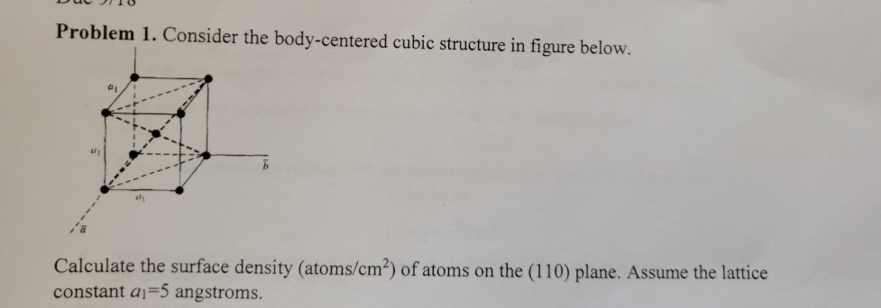 Solved Problem 1. Consider the body-centered cubic structure | Chegg.com