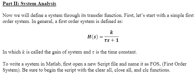 Solved Part II: System Analysis Now we will define a system | Chegg.com