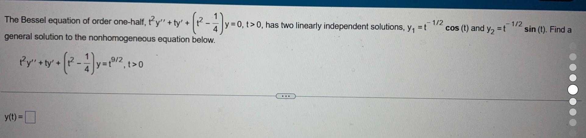Solved The Bessel equation of order one-half, | Chegg.com
