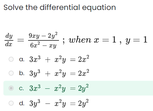 Solved Solve the differential equation dy 9xy – 2y? ; when x | Chegg.com