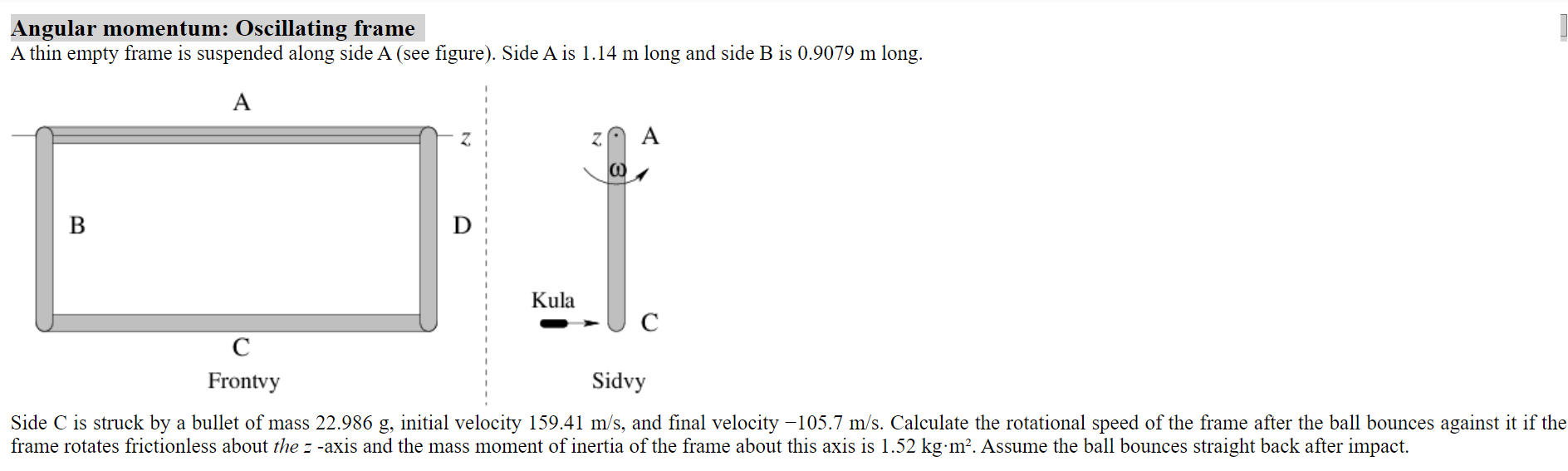 Solved Angular momentum: Oscillating frame A thin empty | Chegg.com