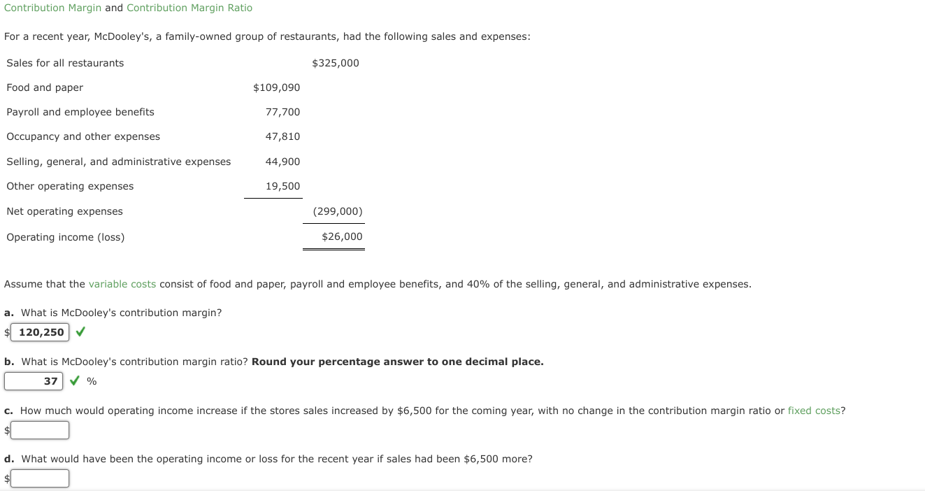 Solved Contribution Margin And Contribution Margin Ratioc