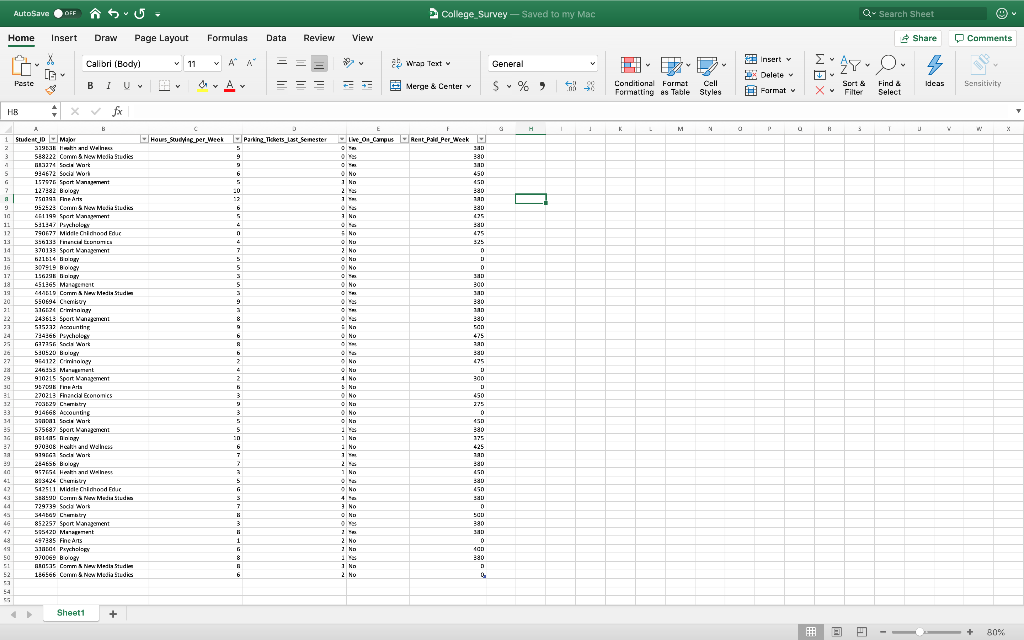 Using the survey results in the Microsoft Excel | Chegg.com