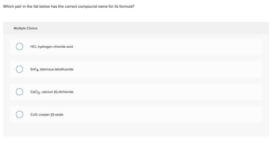 Solved Which pair in the list below has the correct compound | Chegg.com