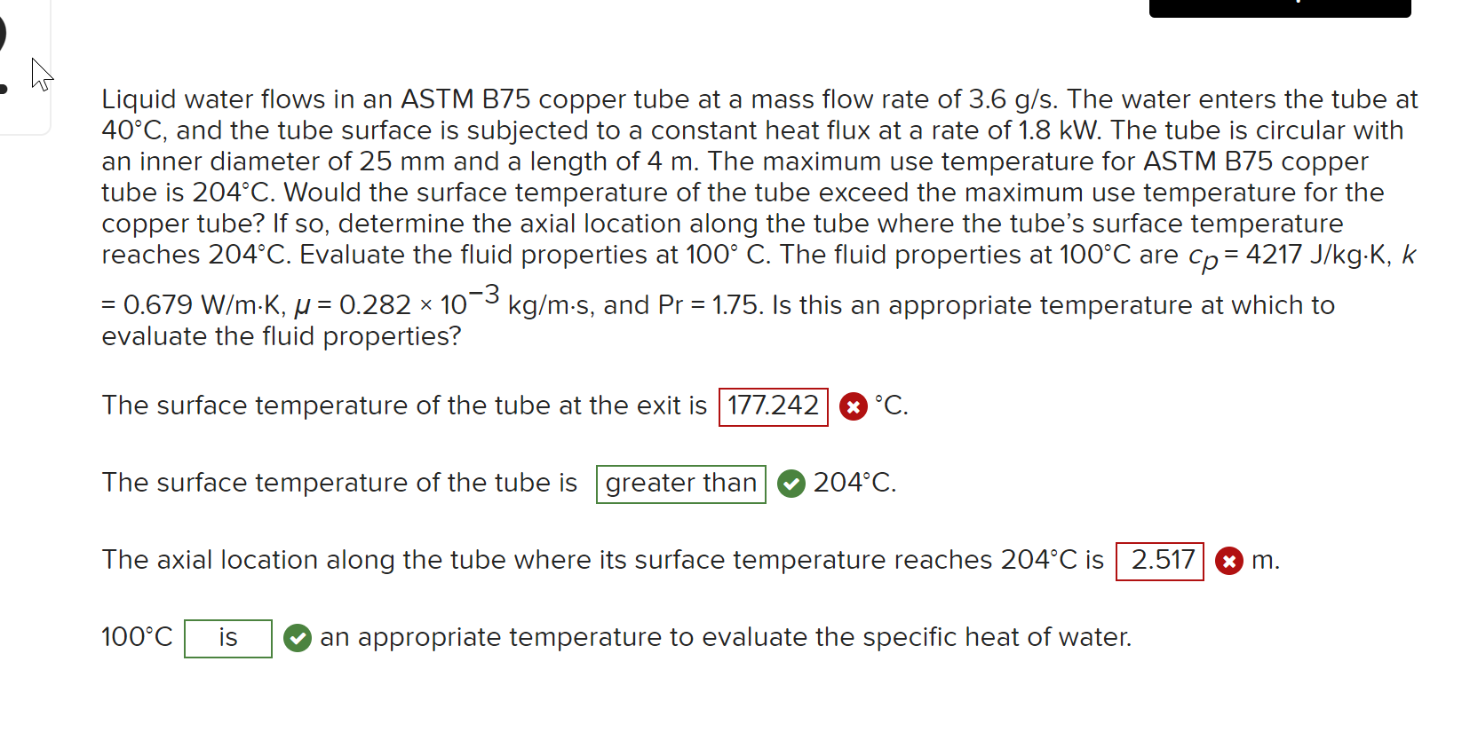 Solved Liquid water flows in an ASTM B75 copper tube at a | Chegg.com