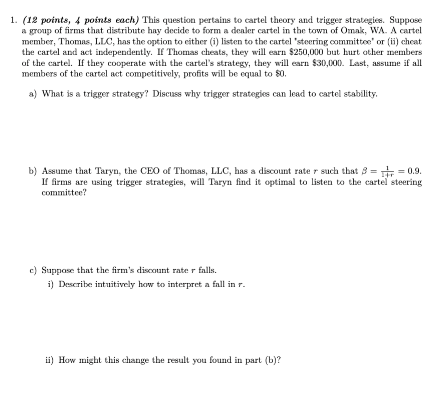 Solved (12 points, 4 points each) This question pertains to | Chegg.com