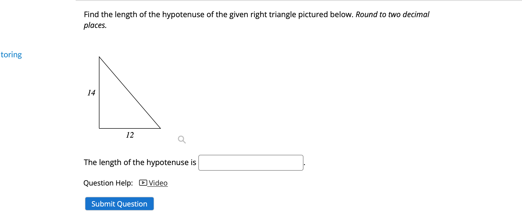 Solved Find the length of the hypotenuse of the given right | Chegg.com