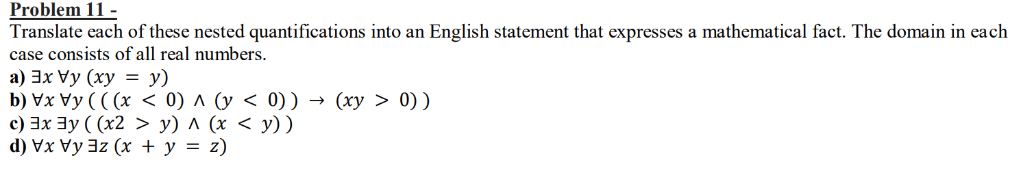 Solved Problem 11 - Translate each of these nested | Chegg.com