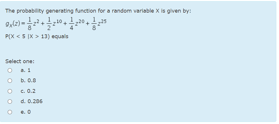 Solved The probability generating function for a random | Chegg.com