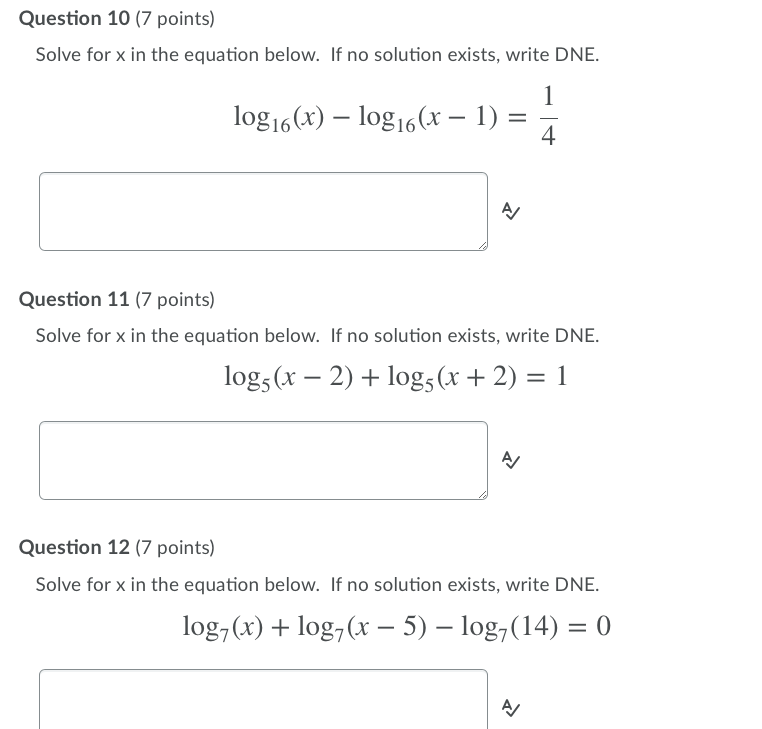 Solved Question 10 (7 points) Solve for x in the equation | Chegg.com