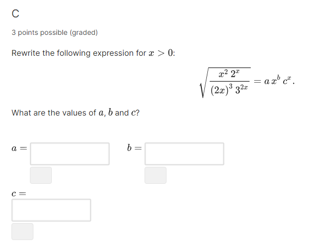 Solved \r\n\r\nC 3 points possible (graded) Rewrite the | Chegg.com