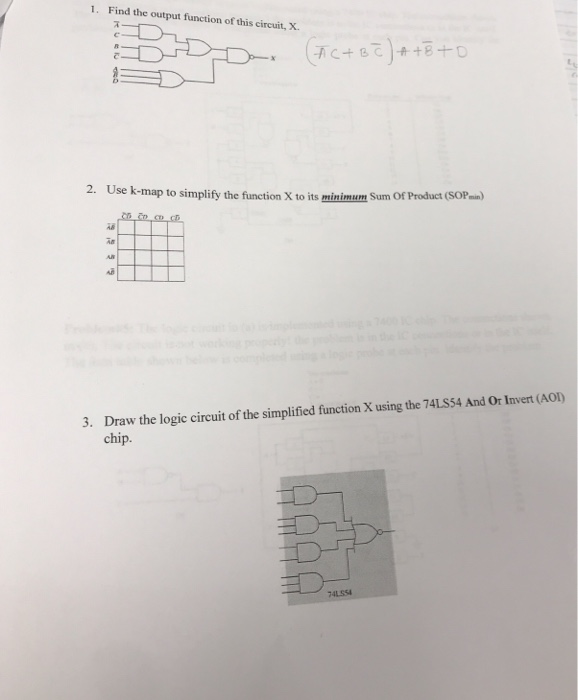 Solved 1. Find the output function of this circuit, X. B C | Chegg.com