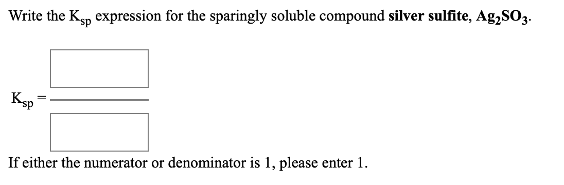 Solved Write the Ksp expression for the sparingly soluble | Chegg.com