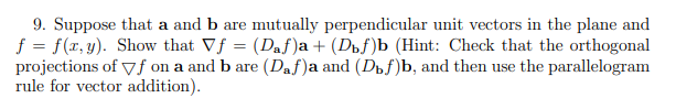 Solved 9. Suppose that a and b are mutually perpendicular | Chegg.com