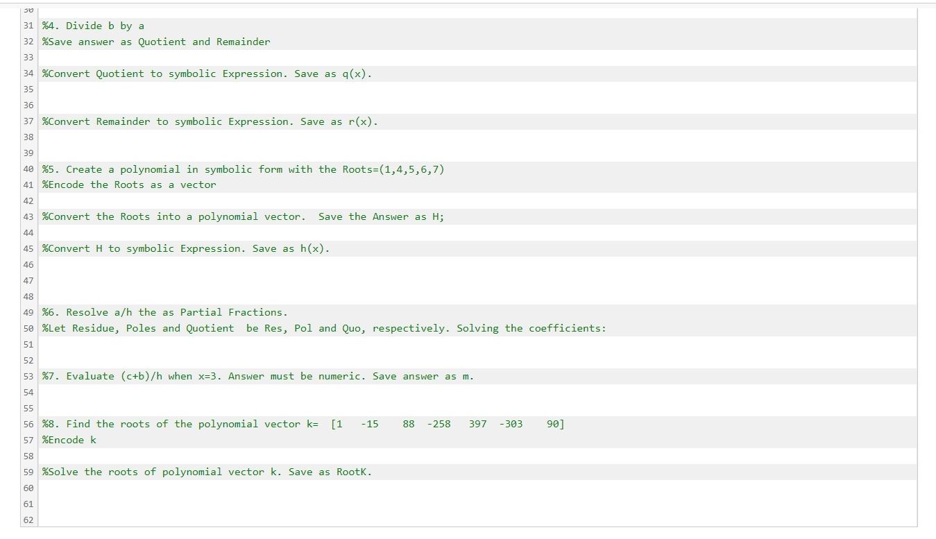 Solved For the following polynomials 1. Convert the symbolic | Chegg.com