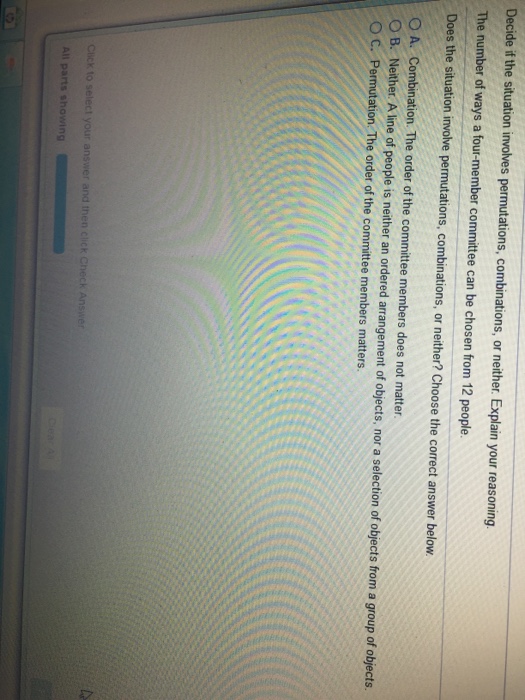 Solved Decide If The Situation Involves Permutations