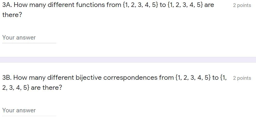 Solved 2 points 3A. How many different functions from {1, 2, | Chegg.com