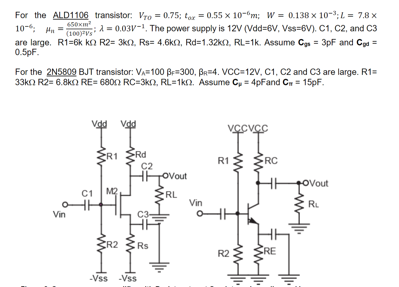 Just For the ALD1106 find the high cut off frequency | Chegg.com