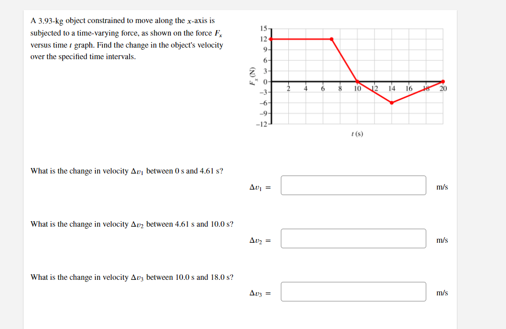 Solved 15- A 3.93-kg object constrained to move along the | Chegg.com