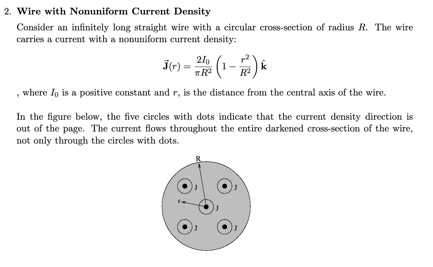 Solved Wire with Nonuniform Current Density Consider an | Chegg.com