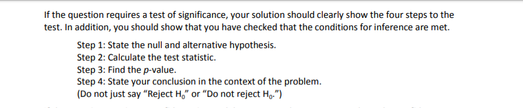 Solved If the question requires a test of significance, your | Chegg.com