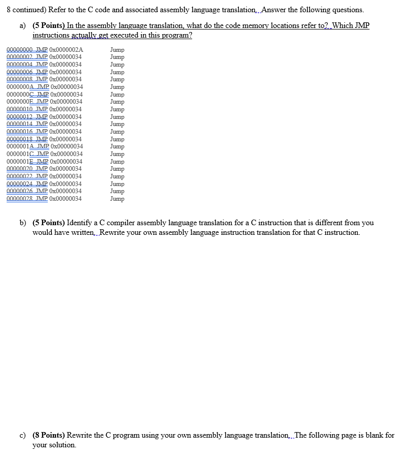 8. Below is a C program (left) that generates a | Chegg.com