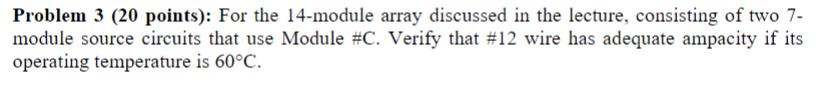 Solved Problem 3 ( 20 points): For the 14-module array | Chegg.com