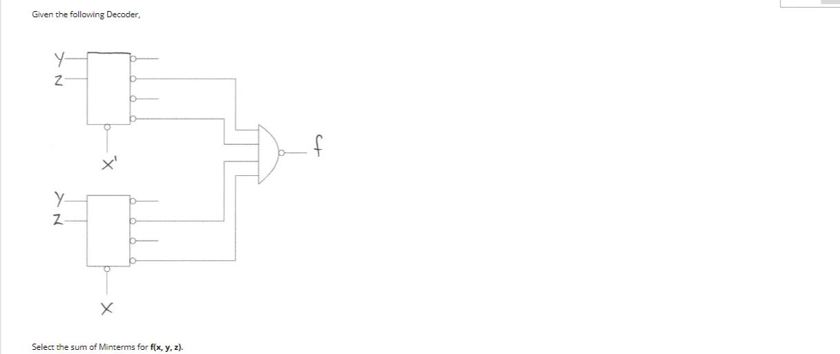 Solved Given the following Decoder, Select the sum of | Chegg.com