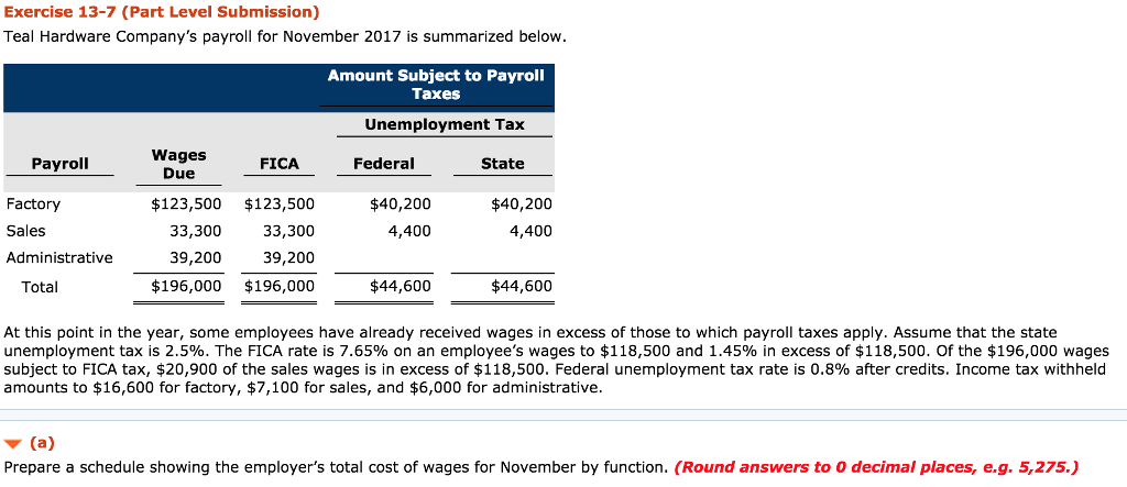 Solved Exercise 13-7 (Part Level Submission) Teal Hardware | Chegg.com