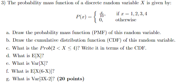 Solved 3) The probability mass function of a discrete random | Chegg.com