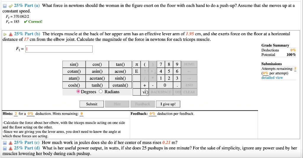 Solved (20\%) Problem 1: Consider the woman doing push-ups | Chegg.com