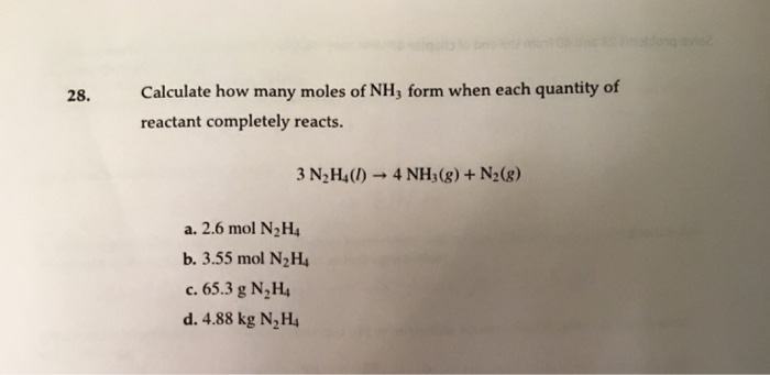 Solved Calculate how many moles of NH, form when each | Chegg.com
