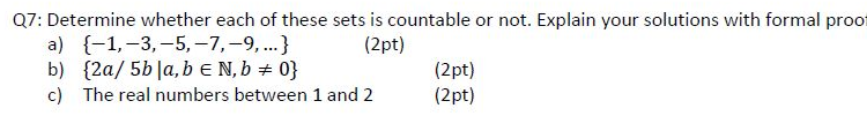 Solved Q7: Determine whether each of these sets is countable | Chegg.com