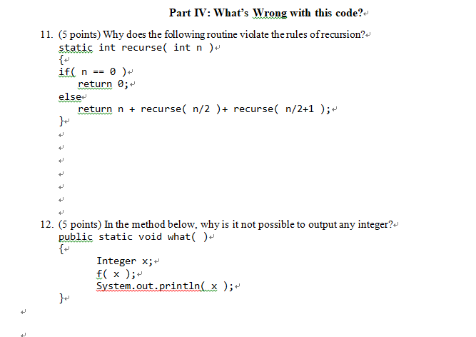 Solved Part IV: What's Wrong with this code? 11. (5 points) | Chegg.com