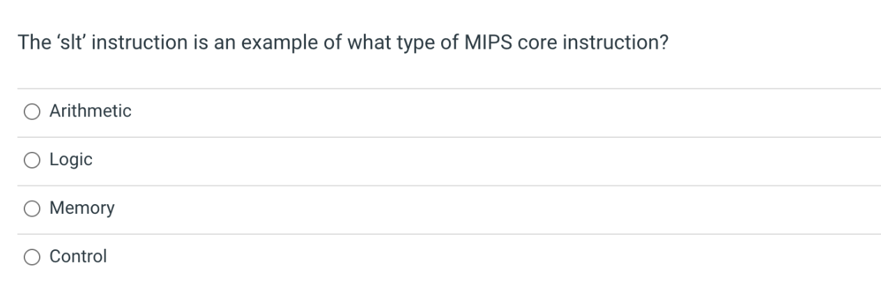 Solved The Slt Instruction Is An Example Of What Type Of