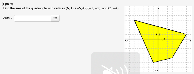 Solved (1 point) Find the area of the quadrangle with | Chegg.com