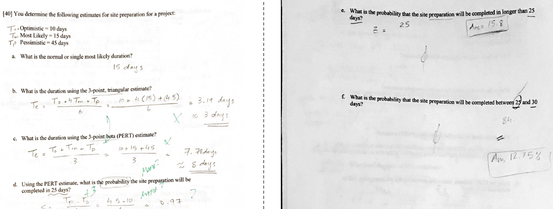 Solved [40] You determine the following estimates for site | Chegg.com