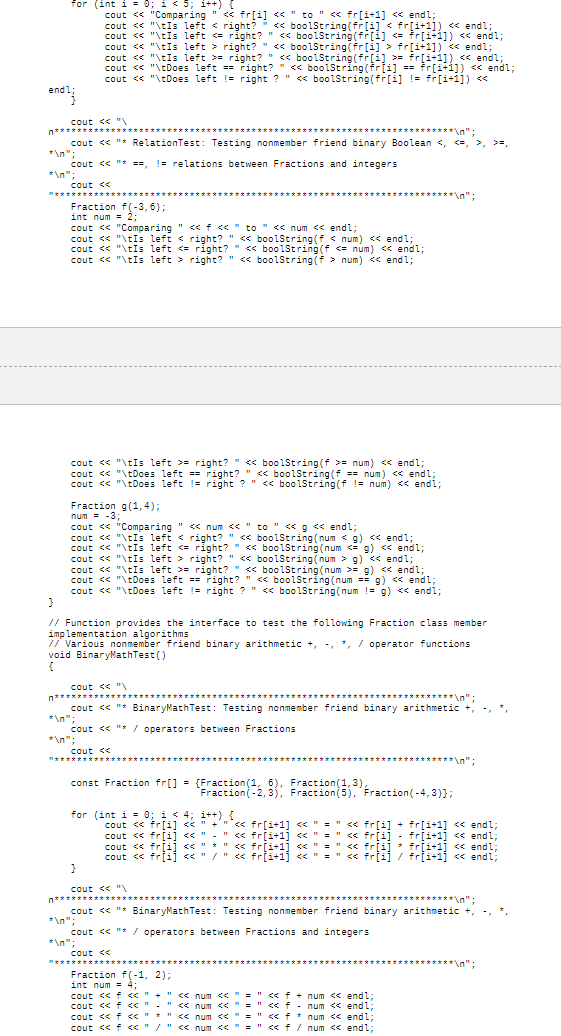 Solved Project 2 Fraction Class With Operator Overloading 