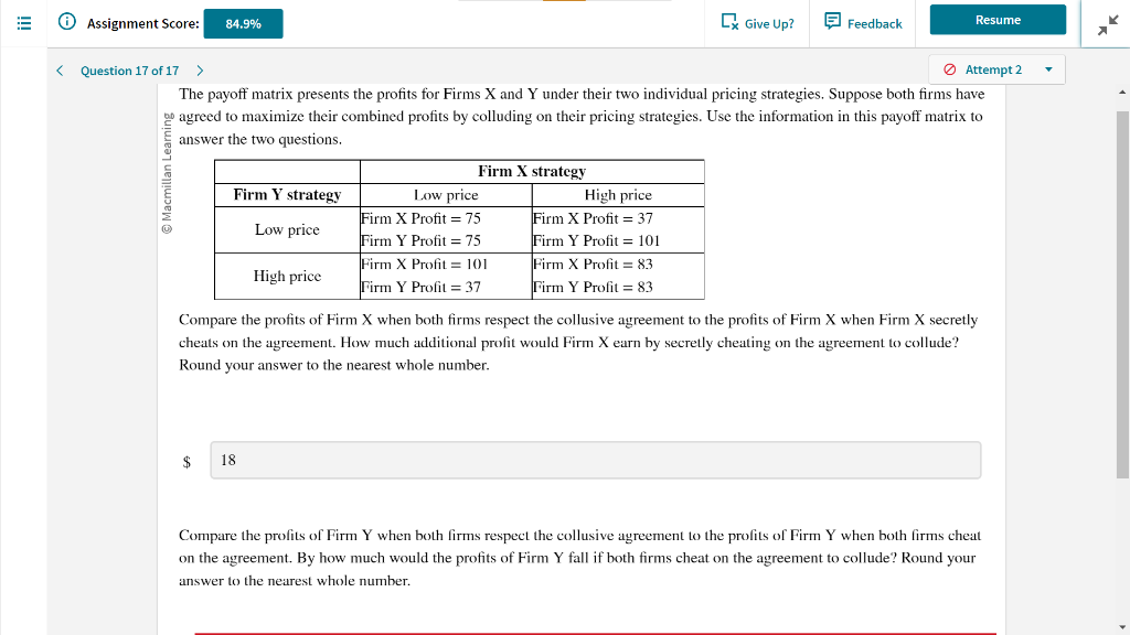 Solved Compare the profits of Firm Y when both firms respect | Chegg.com